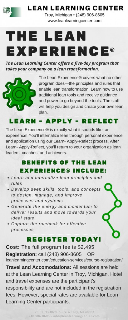 Register Today for The Lean Experience®®